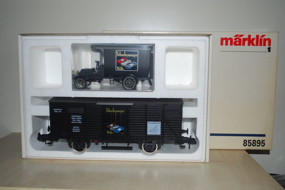 Märklin 85895 Spur 1 Ged. Güterwagen mit LKW Schachenmayr (Neu und ...