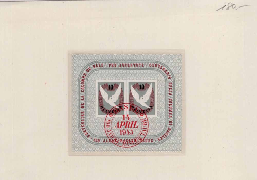 Baslertaube Block 1945, W23, 2 Stück mit versch. ET-Stempel (Gebraucht) in Horw für CHF 20 – mit ...