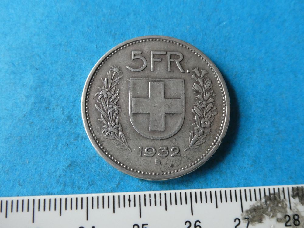Schweiz 1932, 5 Franken - Silber (Gebraucht) in Hinterforst für CHF 10 – mit Lieferung auf ...