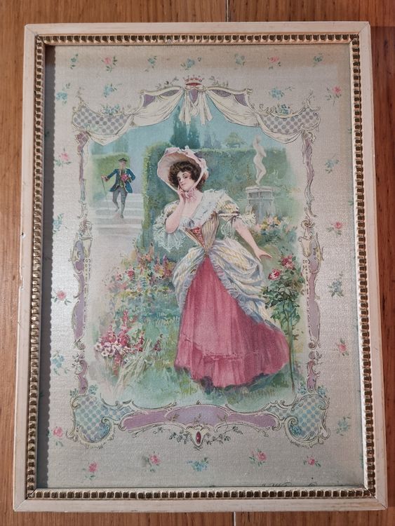 Tableau estampe sur soie, thème romantiques de 1908 (Gebraucht) in Les ...