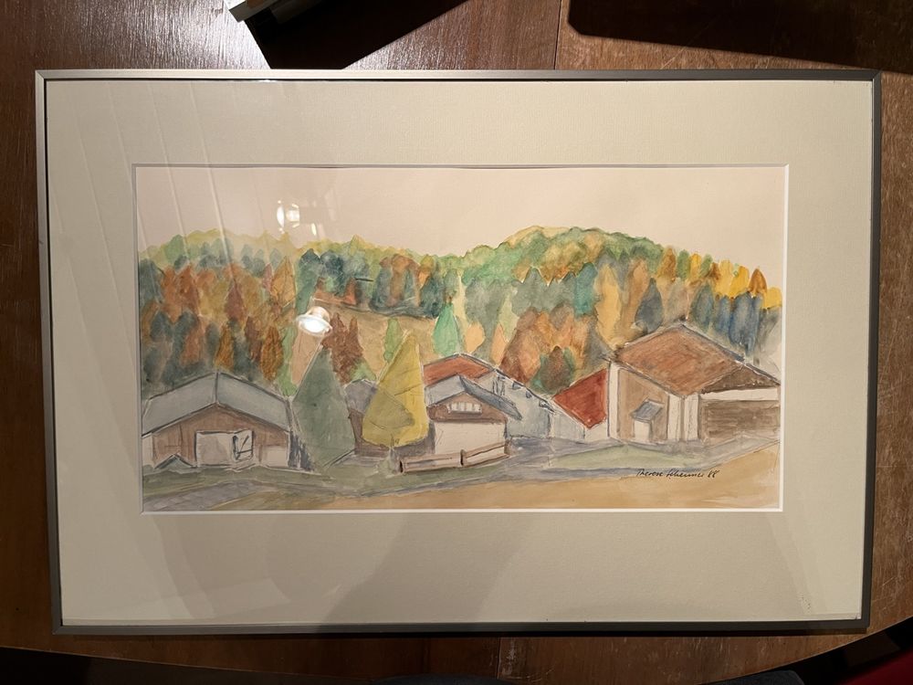 Aquarelle Gemälde eines schweizer Dorfs | Kaufen auf Ricardo