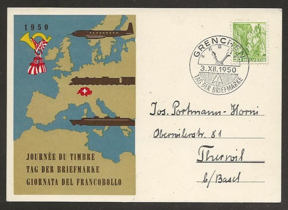 1950 35 Rp Karte Tag der Briefm GRENCHEN (Gebraucht) in Arlesheim für ...