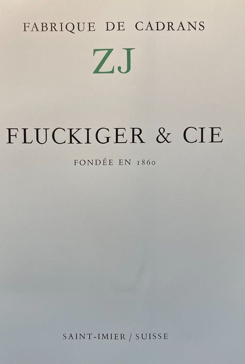 Fluckiger fabrique de cadrans St-Imier, Brochure 1963 (Gebraucht) in ...