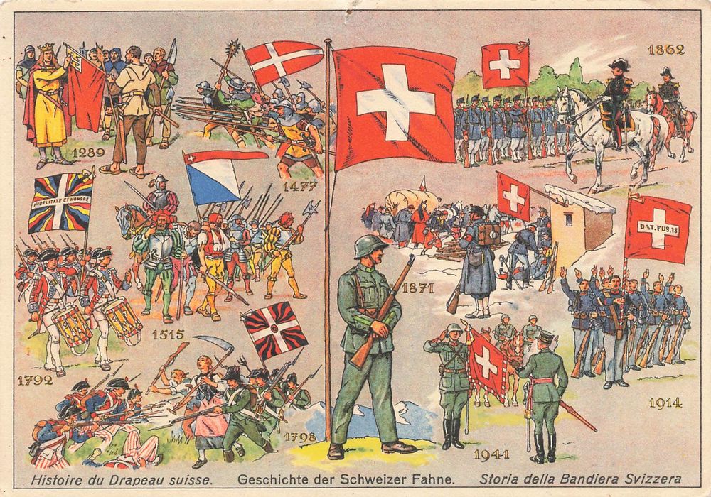 Storia bandiera svizzera Geschichte der Schweizer Flagge (Gebraucht) in ...