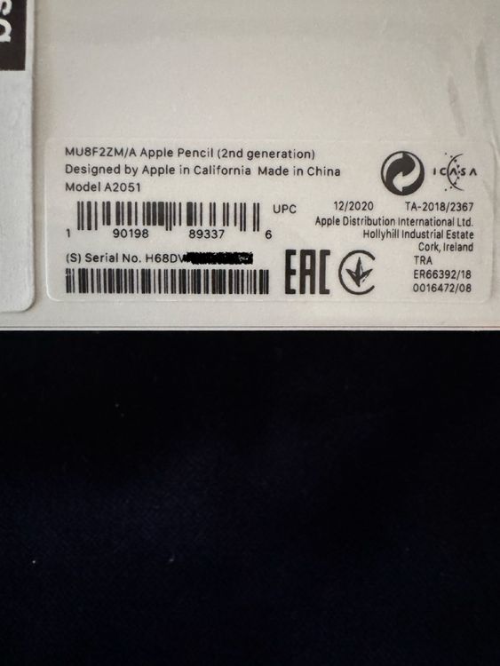 Apple Pencil (2. Gen) - Weiss - Mod. A2051 / MU8F2ZM/A (Gebraucht) in ...