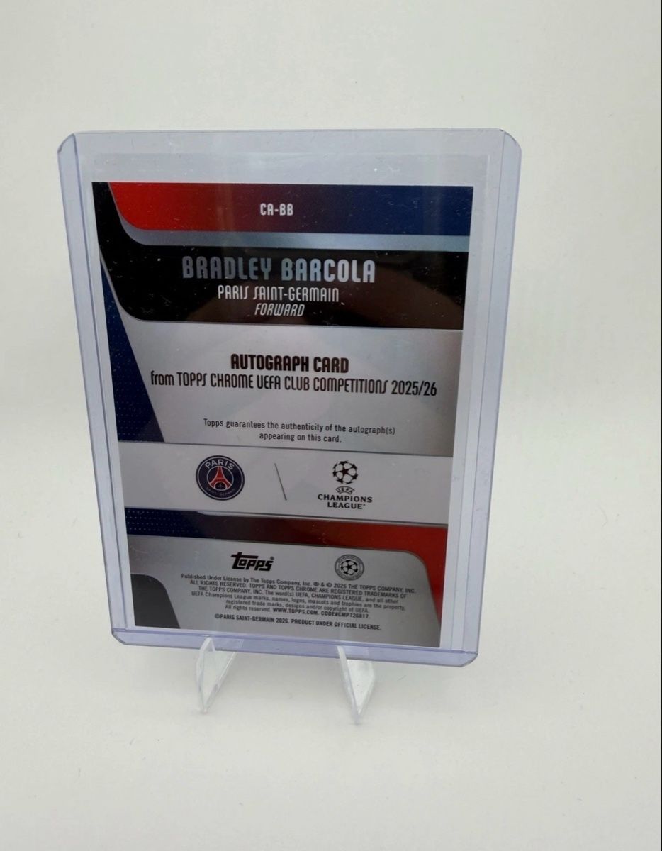 Topps Chrome UCC 25-26 Paris PSG Barcola /199 Auto (Neu (gemäss ...
