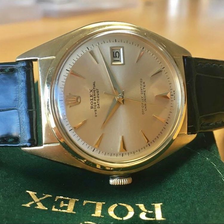 Rare Rolex Datejust Left-hand crown or jaune 18k ref 5030 | Kaufen auf ...