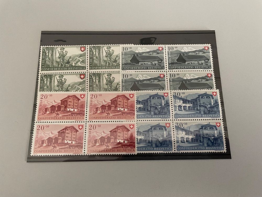 Pro Patria 1948 4 4er Blöcke, Postfrisch**, Steckkarte | Kaufen auf Ricardo