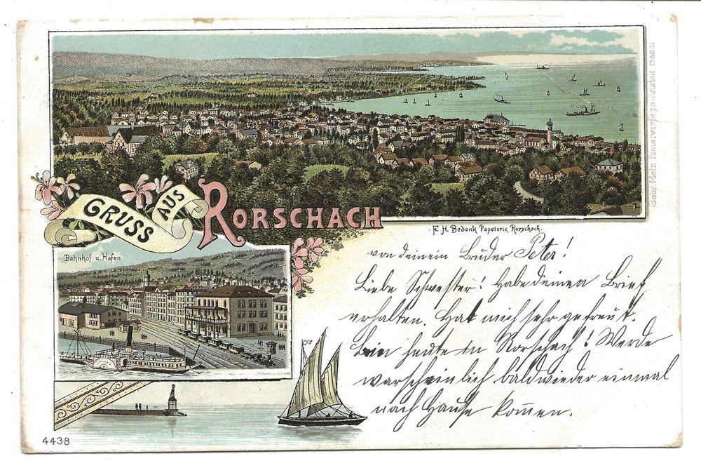 Gruss aus Rorschach (SG) Bahnhof und Hafen - Litho - 1899 ! | Kaufen auf Ricardo