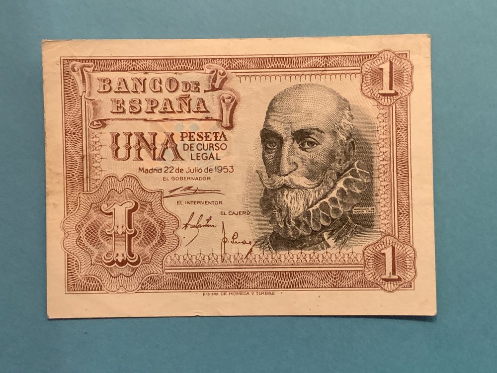 ESPAGNE - Una Peseta 22 Julio 1953 - Marques DE SANTA CRUZ (Usato) a Le ...