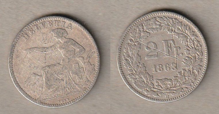 2 Franken 1863 --- sitzende Hevetia --- (Gebraucht) in Allschwil für CHF 99 – mit Lieferung auf ...