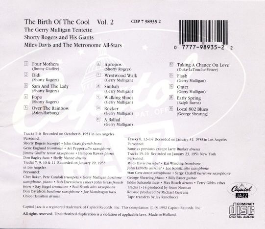 The Birth Of The Cool CD Jazz • Miles Davis & Metronome Alm (Gebraucht ...