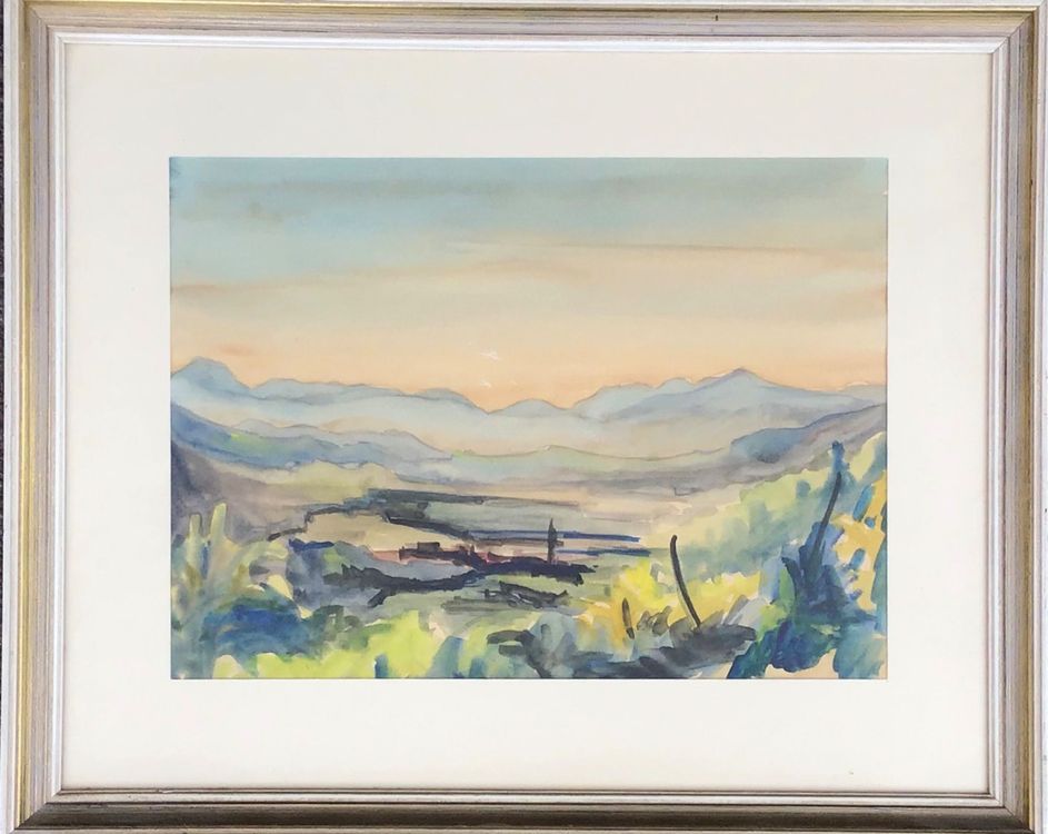 Aquarelle Berglandschaft unleserlich sig | Kaufen auf Ricardo