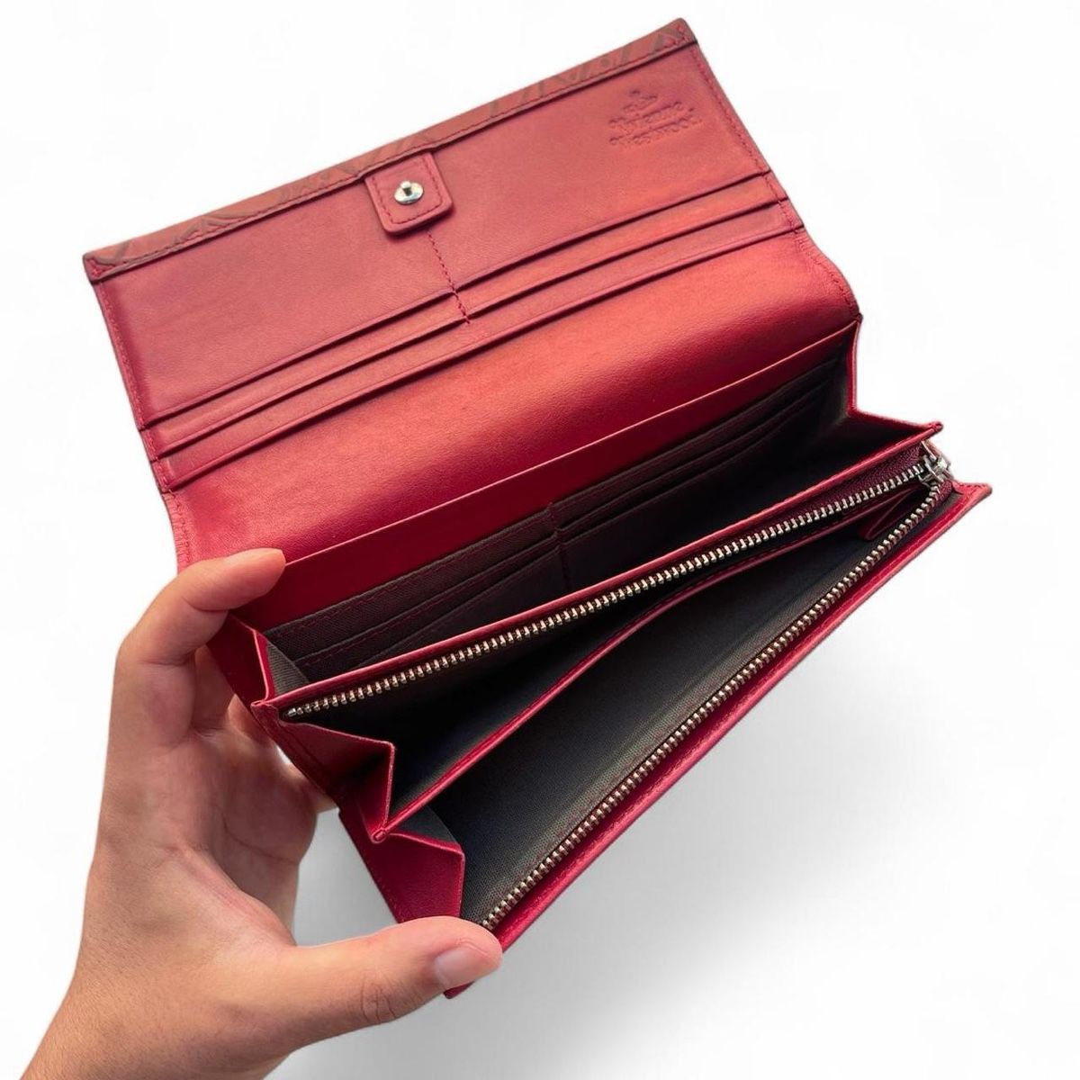 Vivienne Westwood Red Embossed Leather Long Wallet With Orb (Gebraucht ...