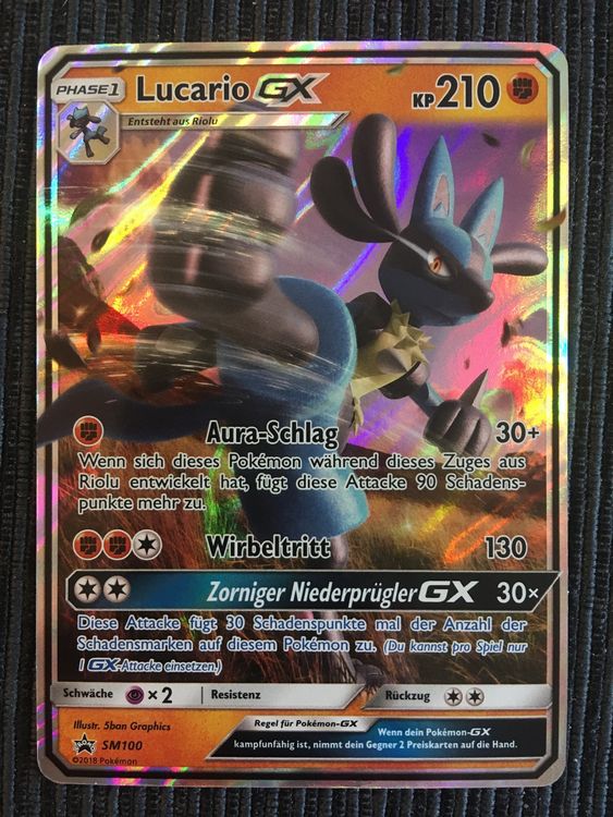 Pokemon Lucario GX Promo SM 100 Deutsch Near Mint (Neuf (Voir ...