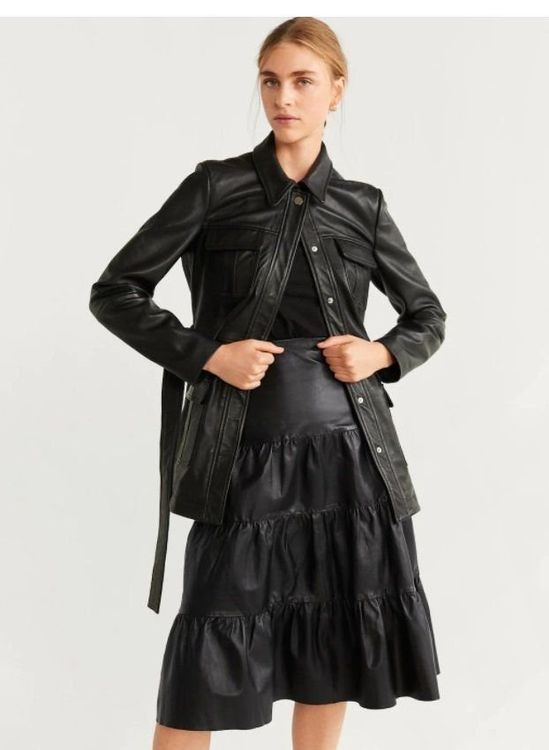 MANGO Lederrock Mango Volantrock Stufenrock 36-38 NEU Fr 259 (Neu ...