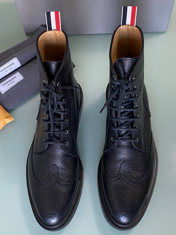 THOM BROWNE Ankle Schwarz Grain Leder Stiefel Boots 44 NEUE (Gebraucht ...