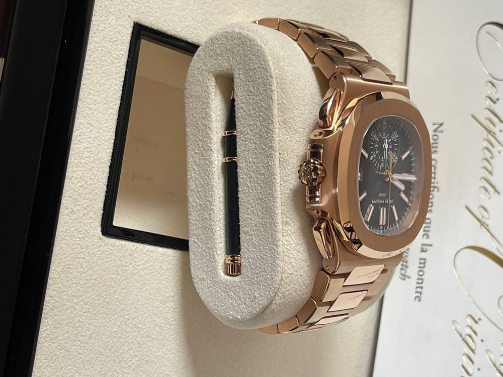 Patek Philippe 5980 1R-001 Nautilus 18K Rose Black Full Set (Gebraucht ...