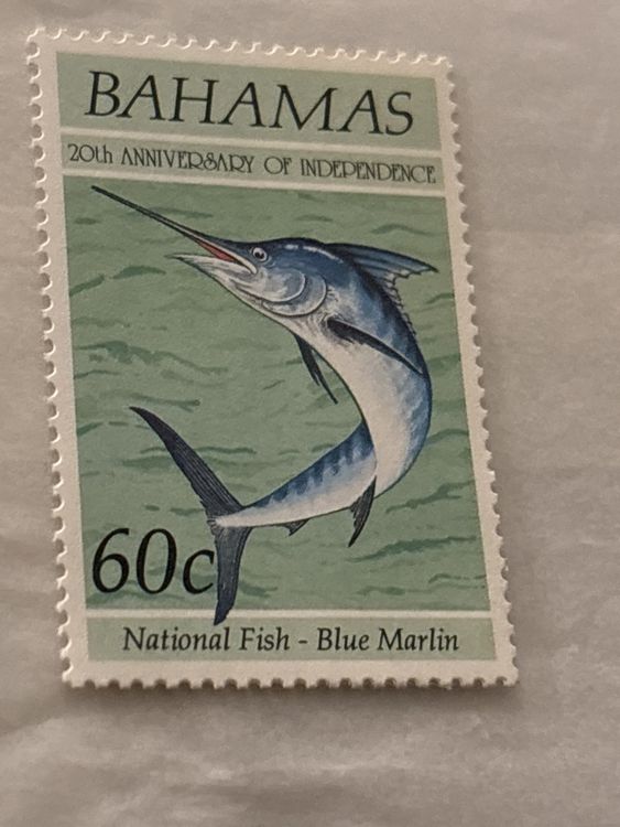 Bahamas Briefmarke 1992, 60c, Blue Marlin Fisch (Neu und ...