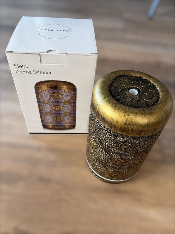 Aroma Diffuser Lampe Gold Metall-Look. Originalverpackung (Neu und ...