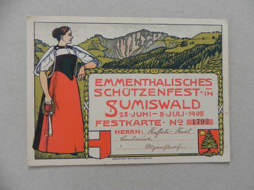 Karte Sumiswald BE Bern Emment. Schiessen Schützenfest 1908 (Gebraucht ...