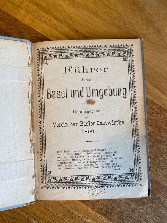 Antikes Buch Basel und Umgebung 1890 (Gebraucht) in Zürich für CHF 1 – mit Lieferung auf Ricardo ...
