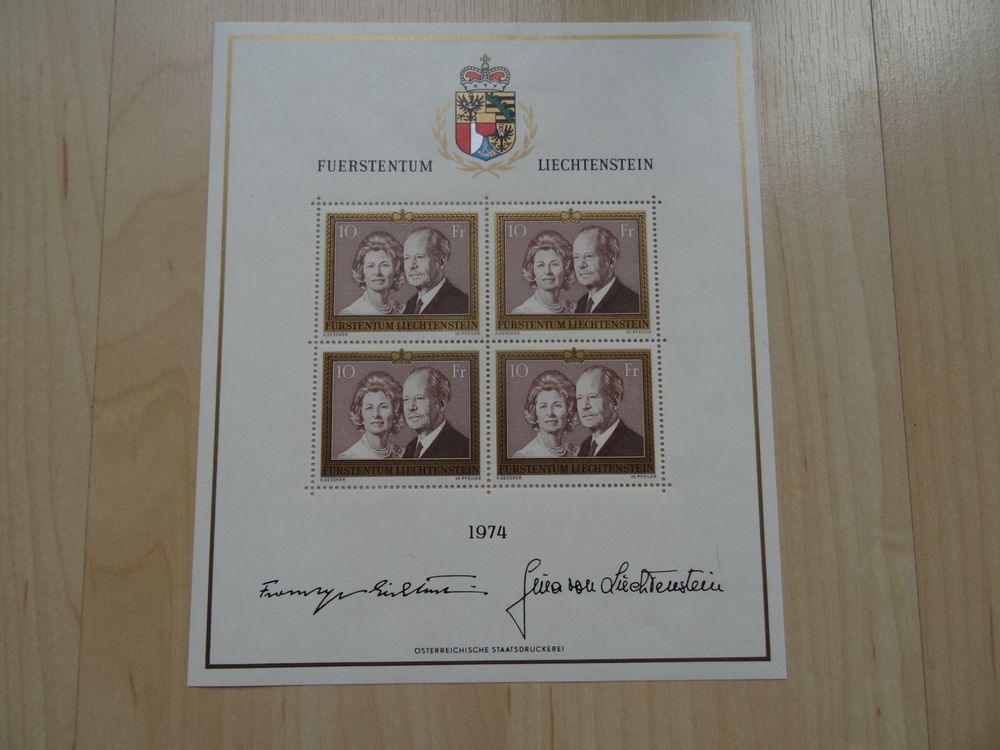 1 schöner Briefmarkenbogen Liechtenstein 1974 ** ab 5.-- (Neu (gemäss Beschreibung)) in Lupfig ...