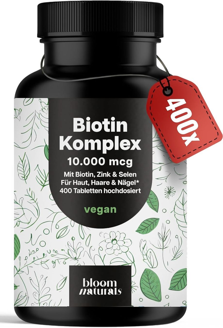 Biotin 10.000 mcg – 400 Tabletten mit Zink & Selen (Neu und ...