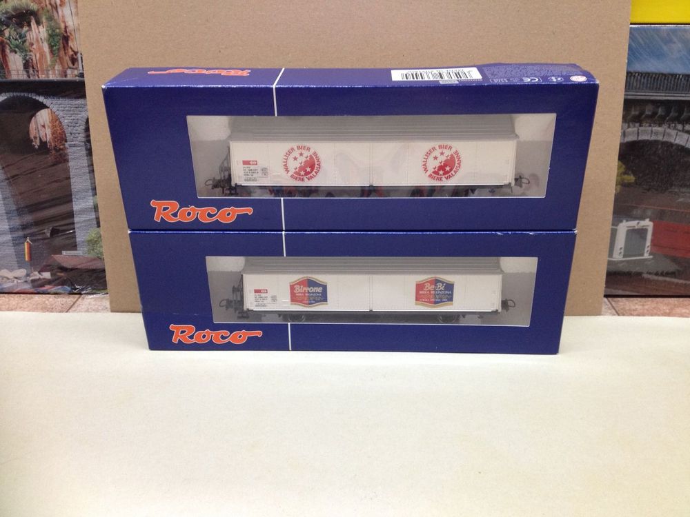 Roco 66440/443 zwei SBB Schiebewandwagen Hbils für Bier, H0 (Neu ...