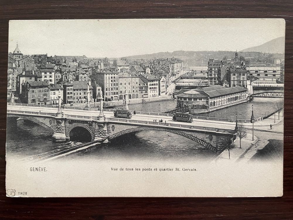 GENÈVE Vue de tous les ponts et quartier St. Gervais, TRAM (Gebraucht ...