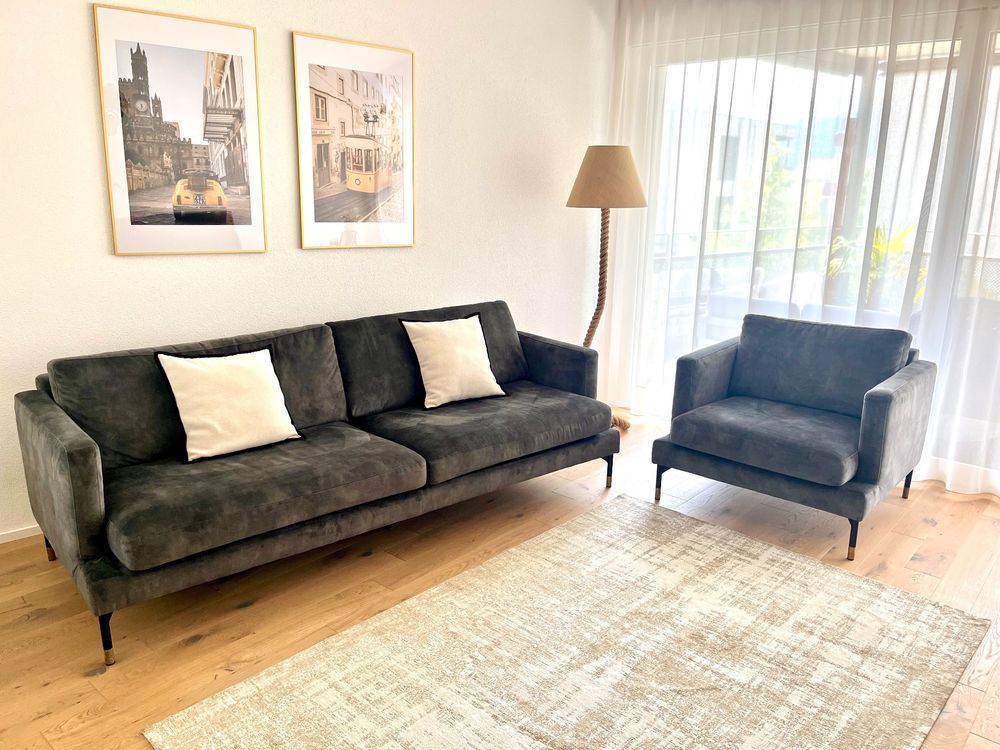 Modernes 3er Sofa & Sessel moosgrün Adore hunter Vilmers (Neu (gemäss ...