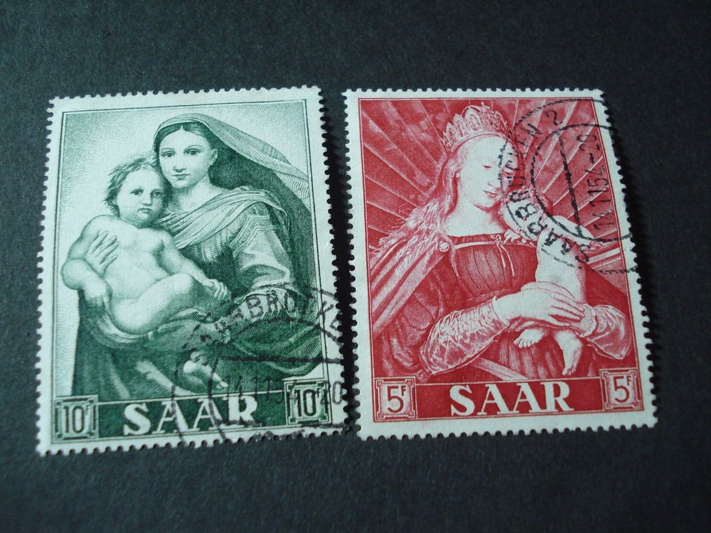 Saar, 2 Marken 1954, Madonna, gestempelt | Kaufen auf Ricardo