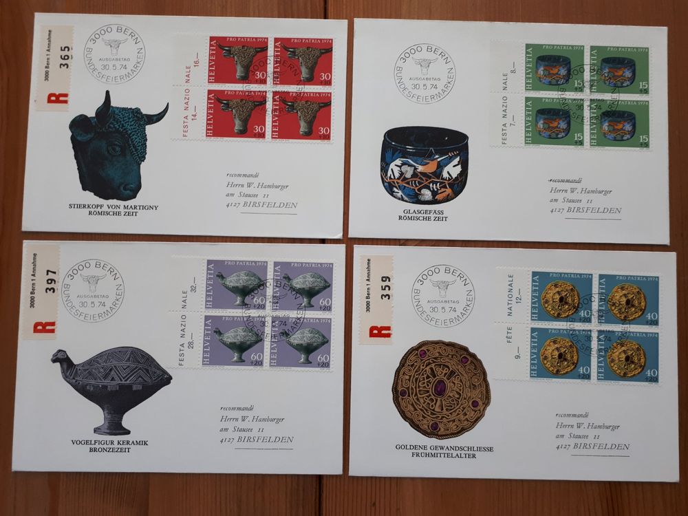 FDC: Pro Patria Vierblöcke 1974 mit Ortsstempel | Kaufen auf Ricardo