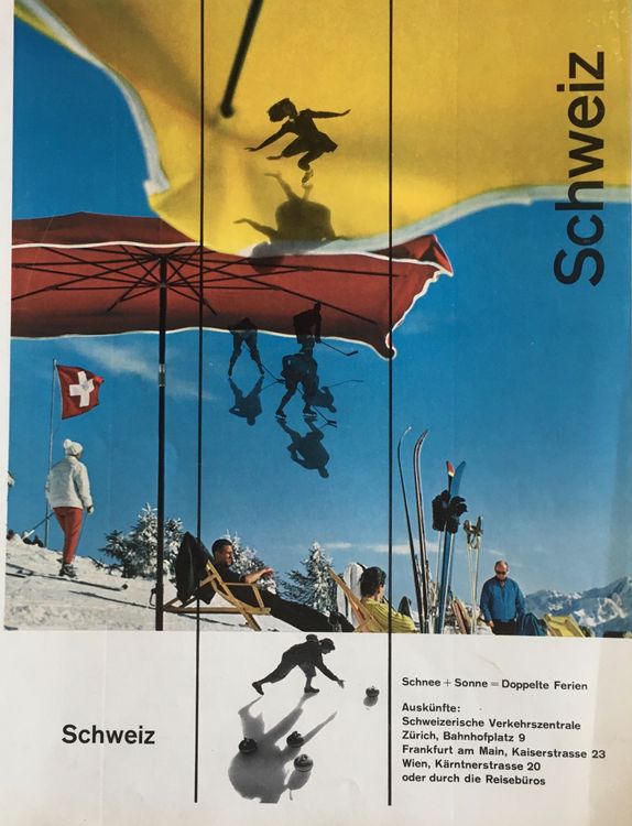 Grosse Vintage Reklame, Schweiz, Wintersport, Tourismus,1961 | Kaufen ...