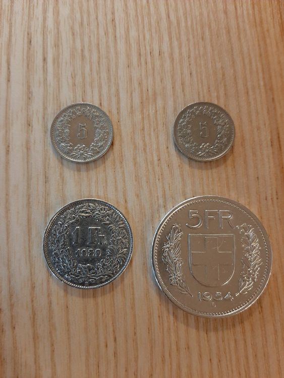 5Fr. Silber 1954 / 1Fr. Silber 1939 (Gebraucht) in schafhausen im emmental für CHF 9 – mit ...