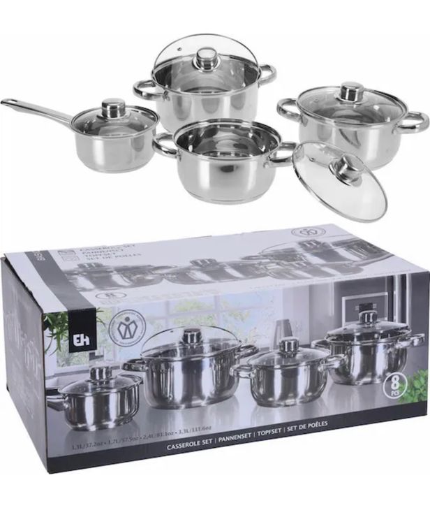 + 8 tlg Edelstahl Kochtopfset Induktion 4 Töpfe 4 Deckel | Kaufen auf Ricardo