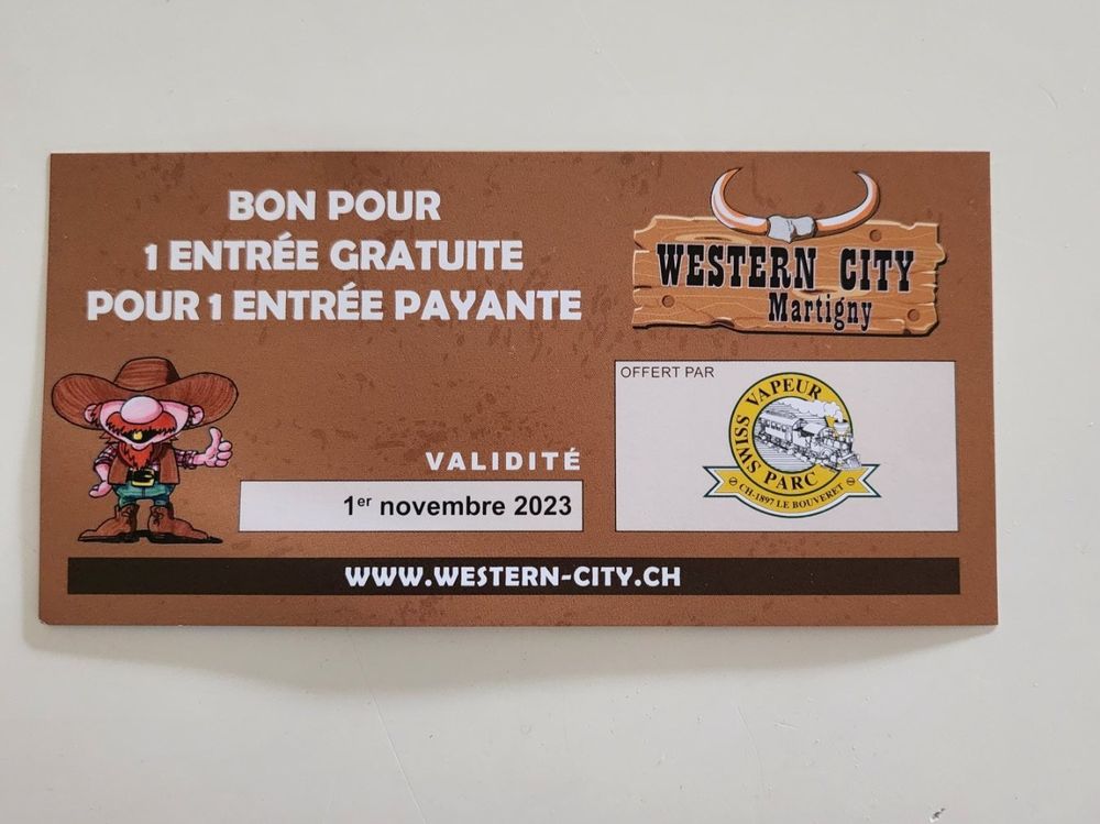 Bon pour 1 entrée gratuite - Western City (Neuf avec emballage d ...