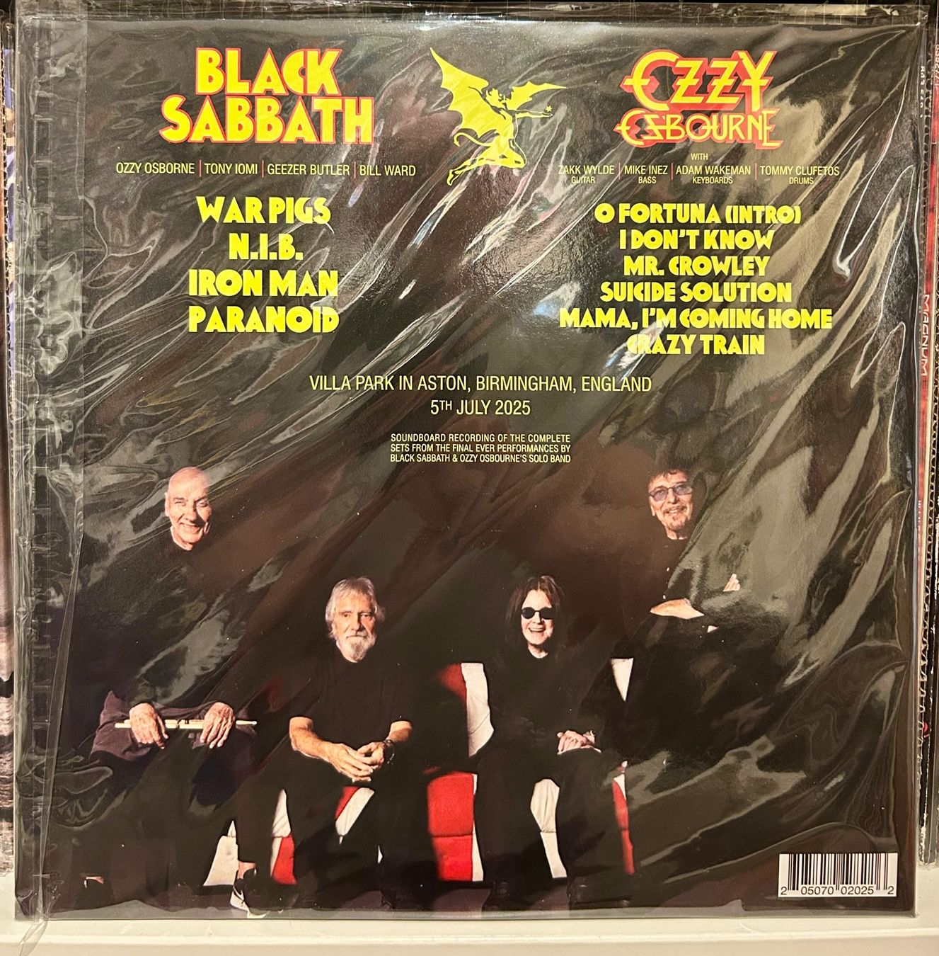 BLACK SABBATH „Back To The Beginning“ VINYL LP OZZY OSBOURNE (Neu ...
