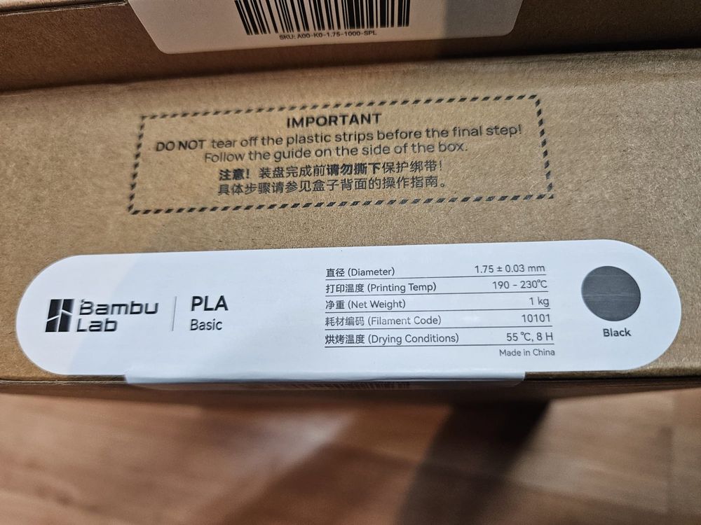 Bambu Lab PLA Basic Black (1kg mit Spuhle + 1kg Refill) (Neu und ...