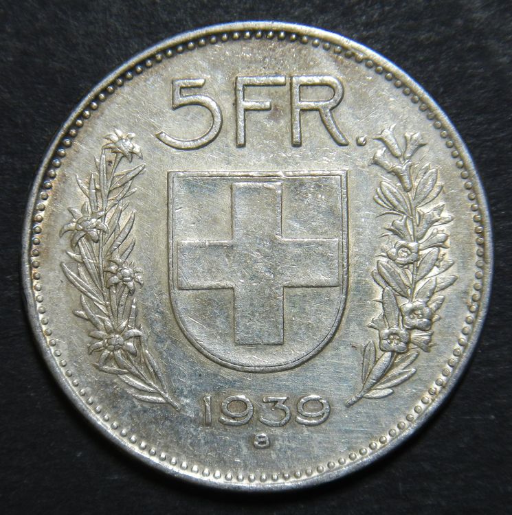 Schweiz * 5 Franken 1939 * Silbermünze (Gebraucht) in Glis für CHF 9.5 – mit Lieferung auf ...