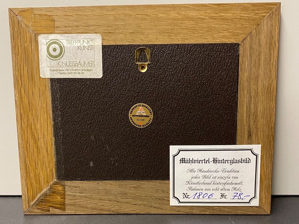 Hinterglasmalerei nummeriert Rahmen aus altem Holz (Gebraucht) in Oberägeri für CHF 8 – mit ...