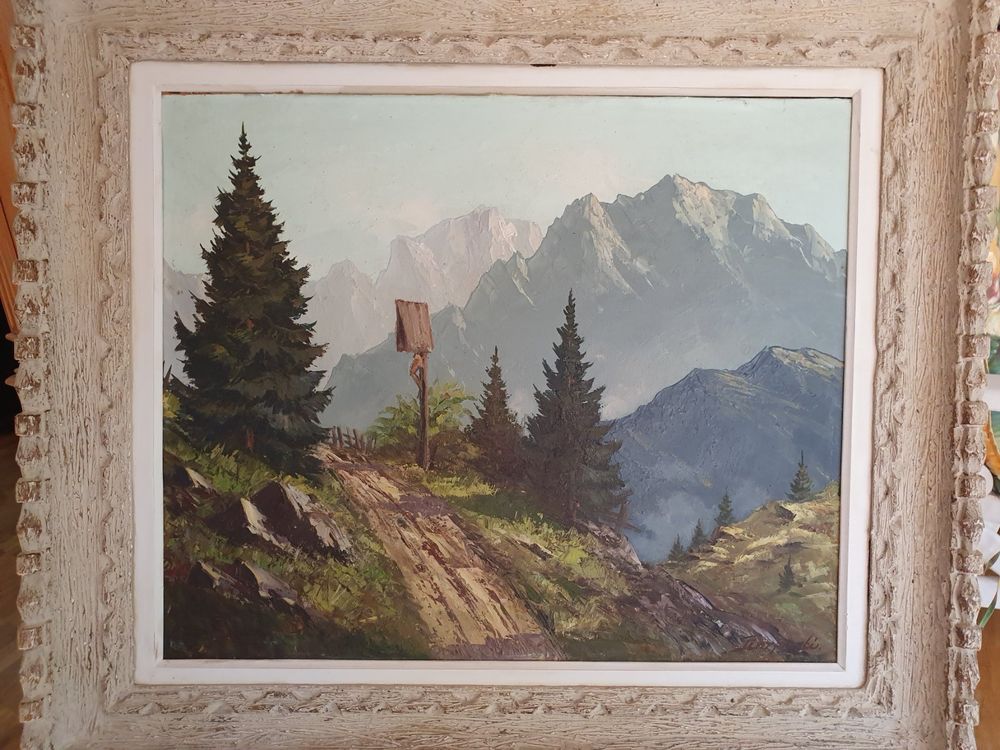 antikes Bild, unleserlich signiert | Kaufen auf Ricardo