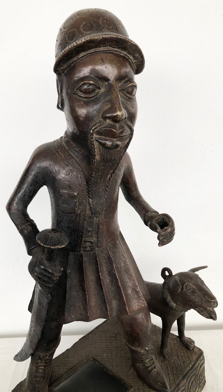 Mega XXL feine alte Benin Bronze Skulptur Höhe 53 cm Kg 8,2 (Gebraucht ...