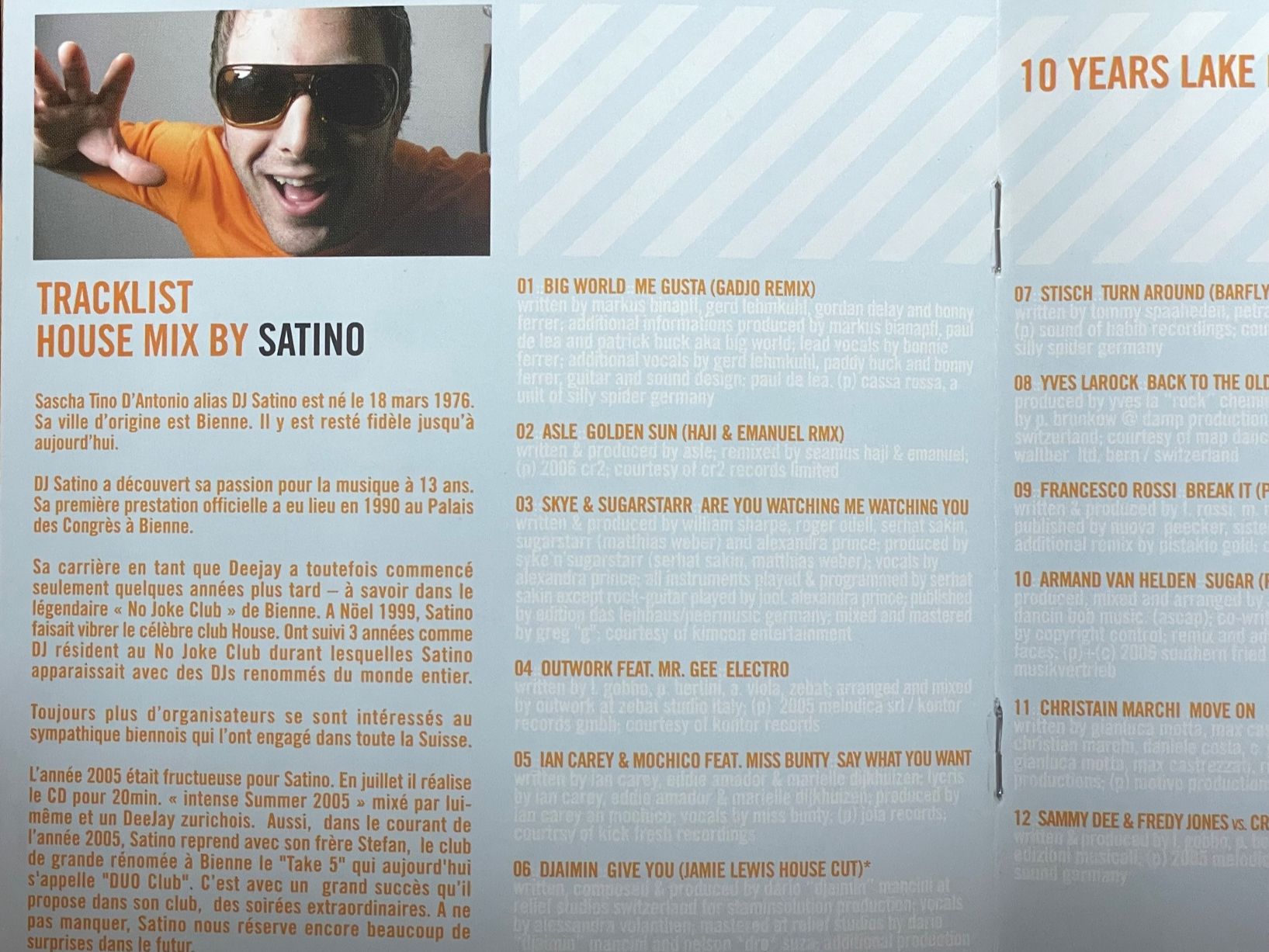 10 Years Lake Parade - DJ Satino CD - House Music - Top Rar (Gebraucht ...