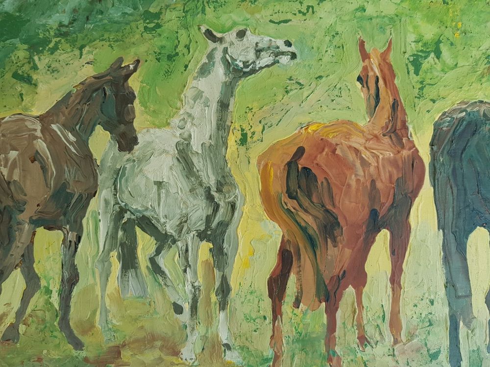 Tableau Chevaux , signé Heer et daté de 1973. (D'occasion) à Tramelan ...