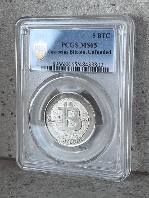 5 Bitcoin Casascius Physical Münze 2012 PCGS MS65 Zertifikat (Neu ...