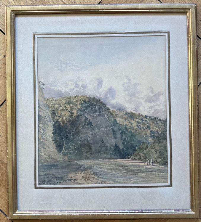 Theodor Schnell, Paysage de falaise, aquarelle 1874 | Kaufen auf Ricardo