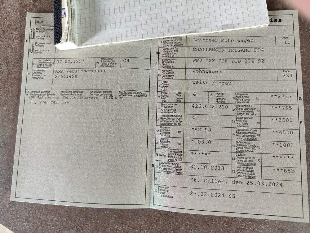 599 cm Ford Challenger Trigano FD4 30 | Kaufen auf Ricardo