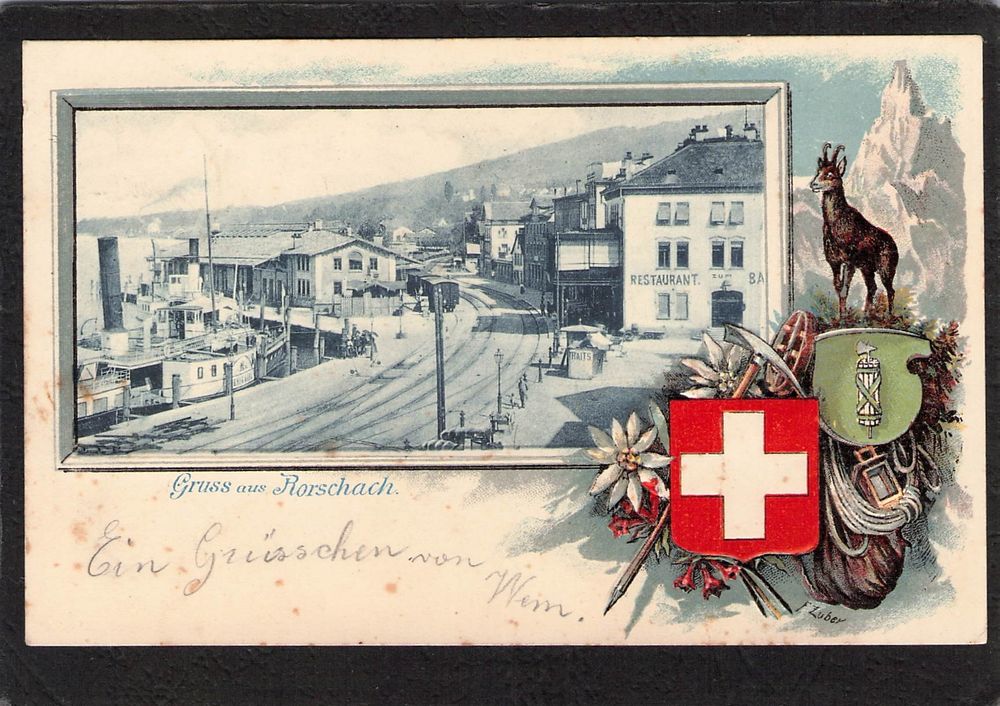 Prägekarte Gruss aus Rorschach SG , gel. 1900 (Gebraucht) in Reichenburg für CHF 19 – mit ...
