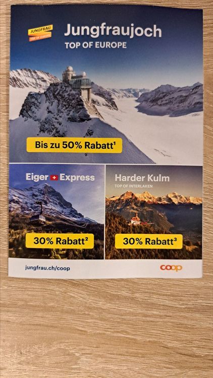 1 Coop-Gutschein Jungfraujoch-Eigerexpress-Harderkulm (Neu (gemäss Beschreibung)) in Buchen für ...